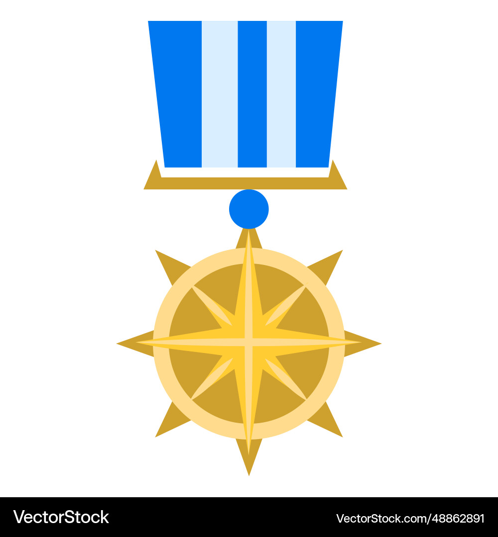 Golden compass star medal icon Royalty Free Vector Image