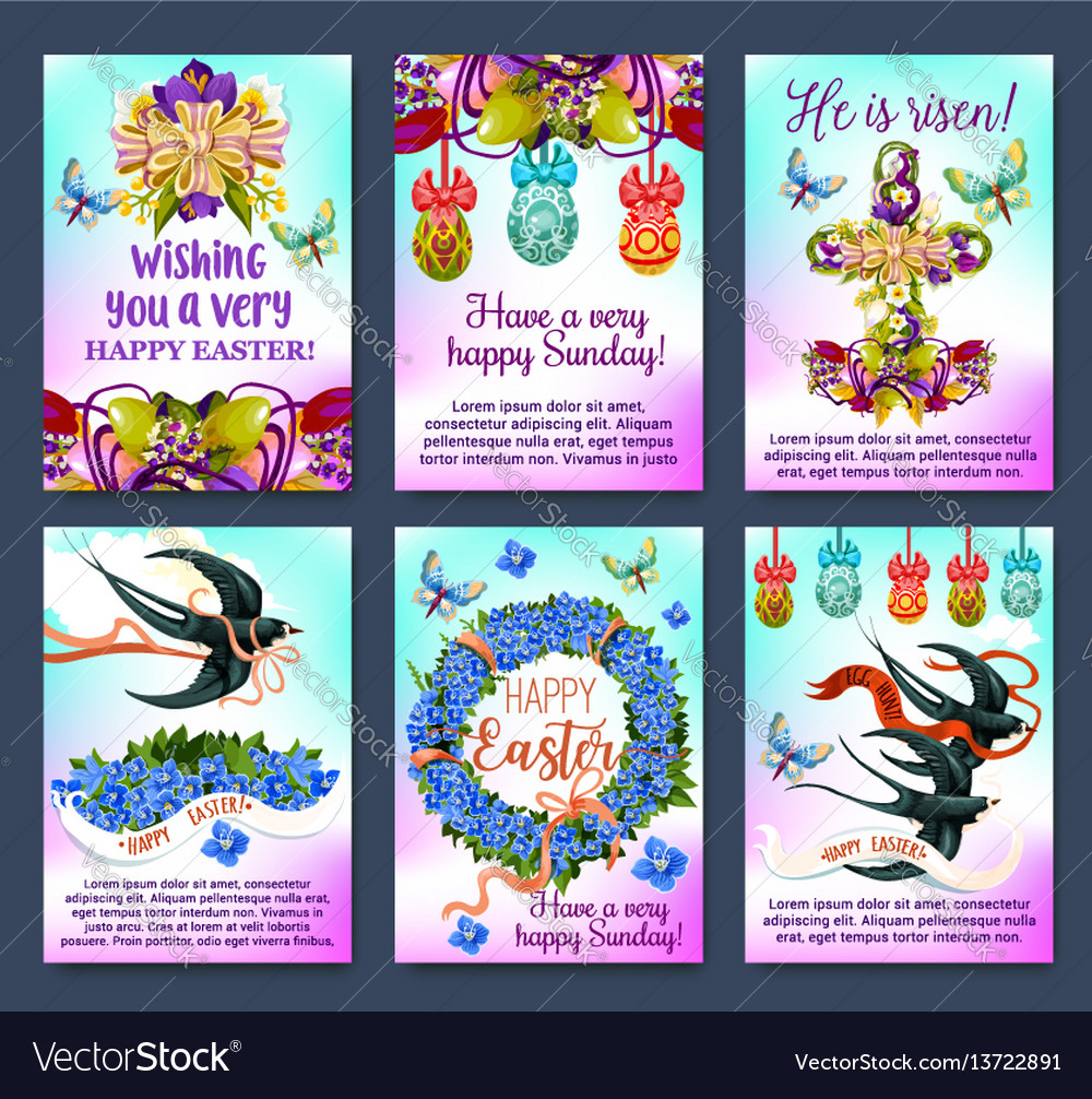 Happy easter greeting card and poster set Vector Image