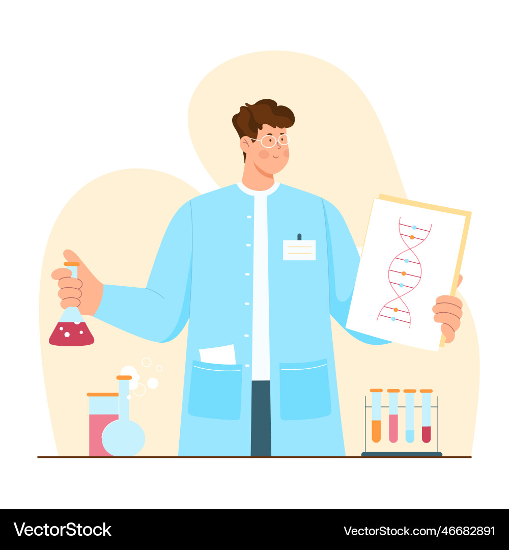 Laboratory research in science scientist holding Vector Image