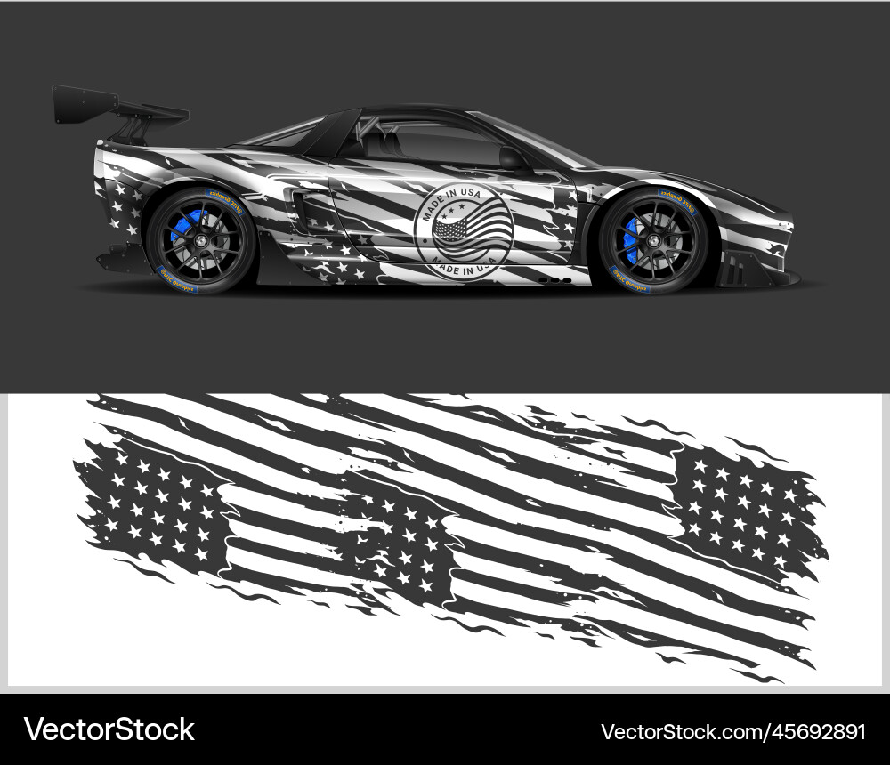 Race car wrap decal designs abstract racing Vector Image