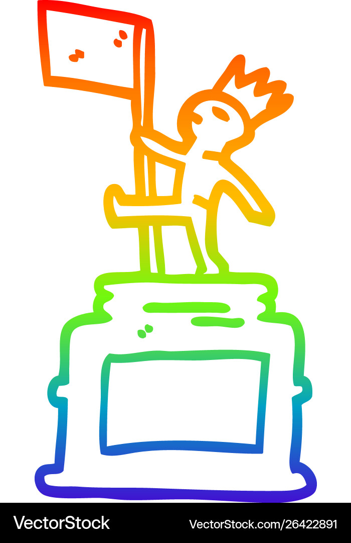 Rainbow gradient line drawing cartoon monument Vector Image