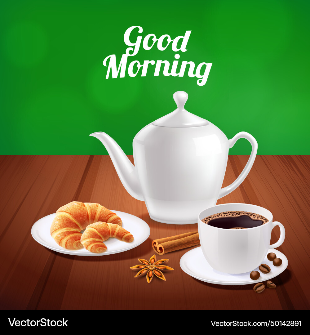 Realistic breakfast background Royalty Free Vector Image