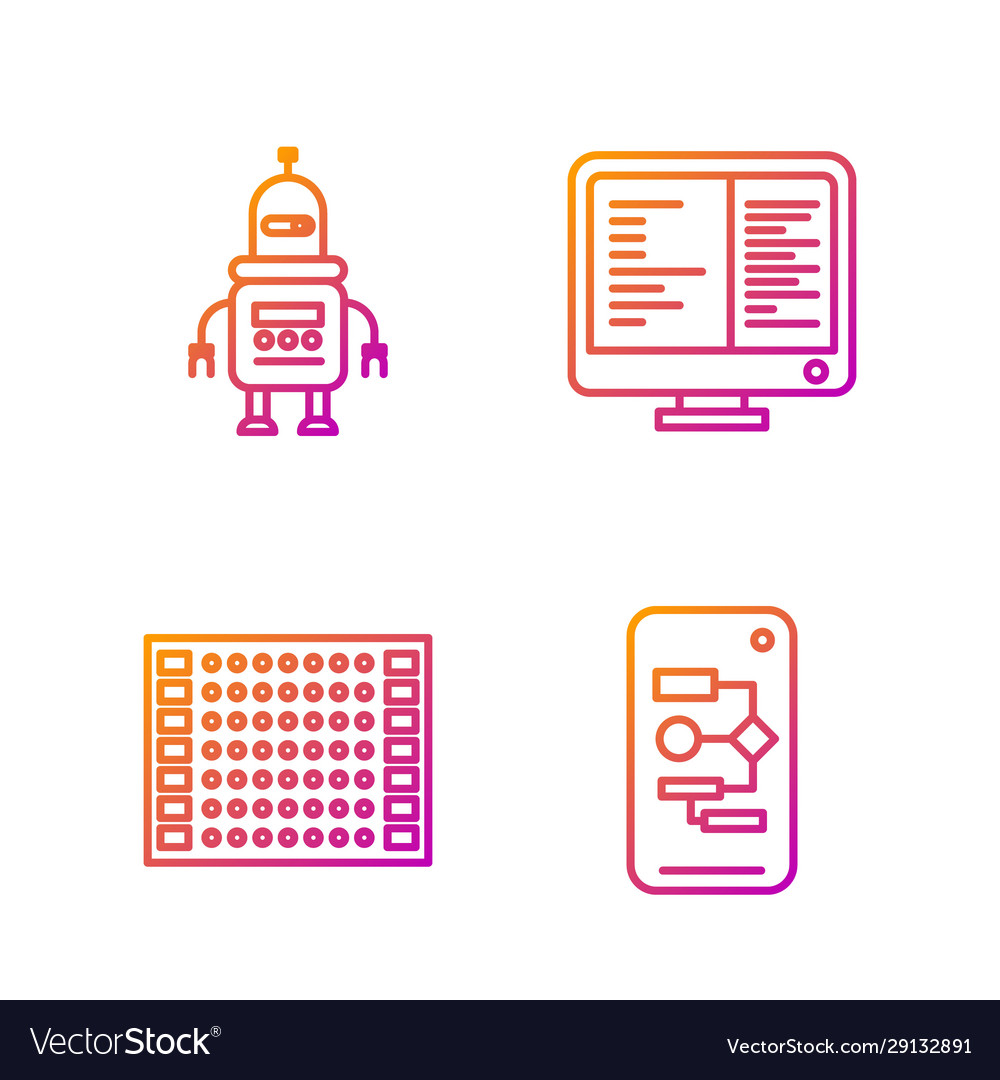 Set Line Algorithm Printed Circuit Board Pcb Vector Image