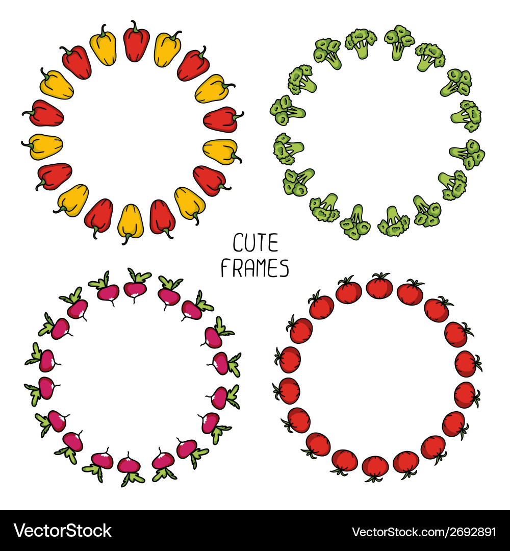 Set of colorful frames vegetables beautiful Vector Image