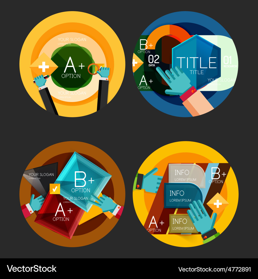 Set of flat design circle option infographics Vector Image