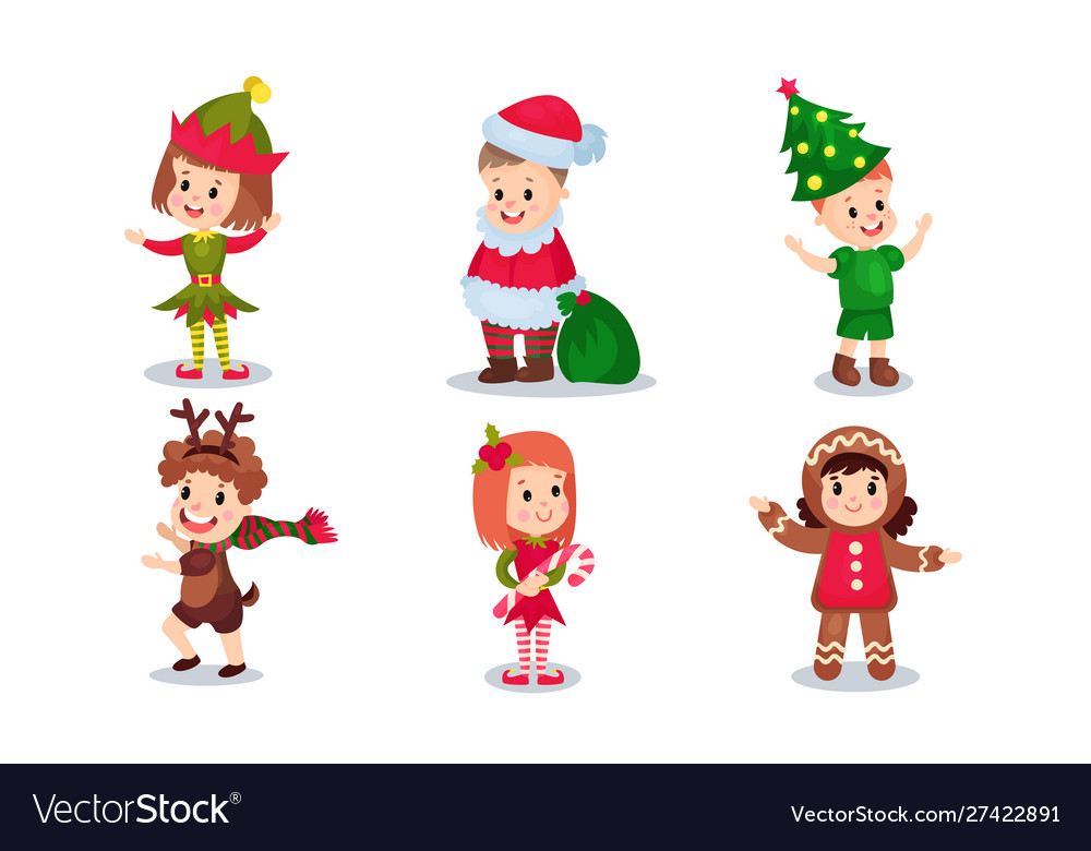 Set of kids in christmas Royalty Free Vector Image