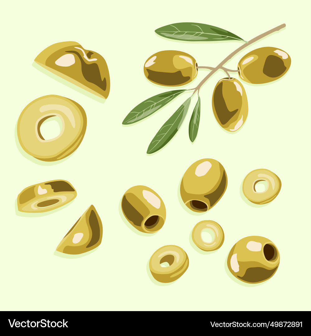 Set of yellow olives image Royalty Free Vector Image