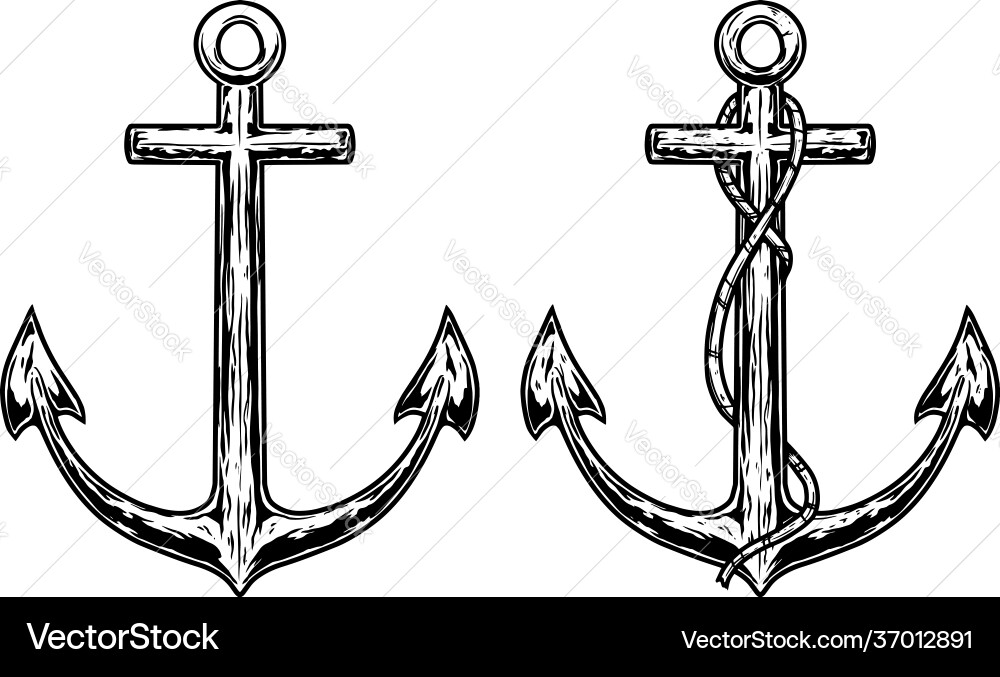Set retro anchors in engraving style design Vector Image