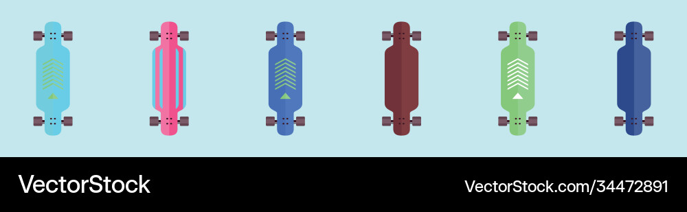 Set skateboard and long board cartoon icon Vector Image