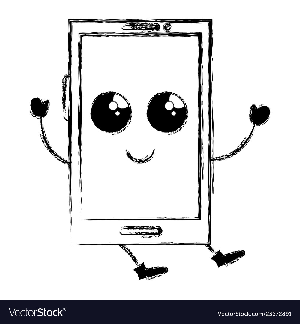Smartphone device kawaii character Royalty Free Vector Image