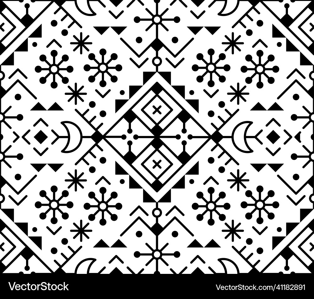 Tribal line art seamless pattern nordic Royalty Free Vector