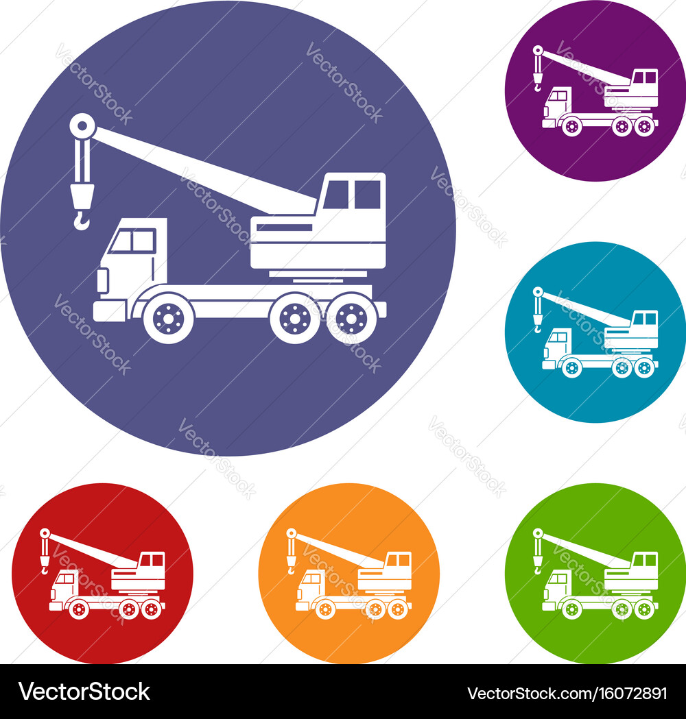 Truck crane icons set Royalty Free Vector Image