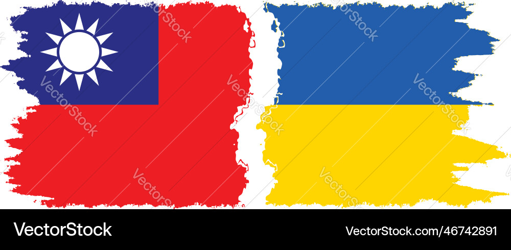 Ukraine and taiwan grunge flags connection Vector Image