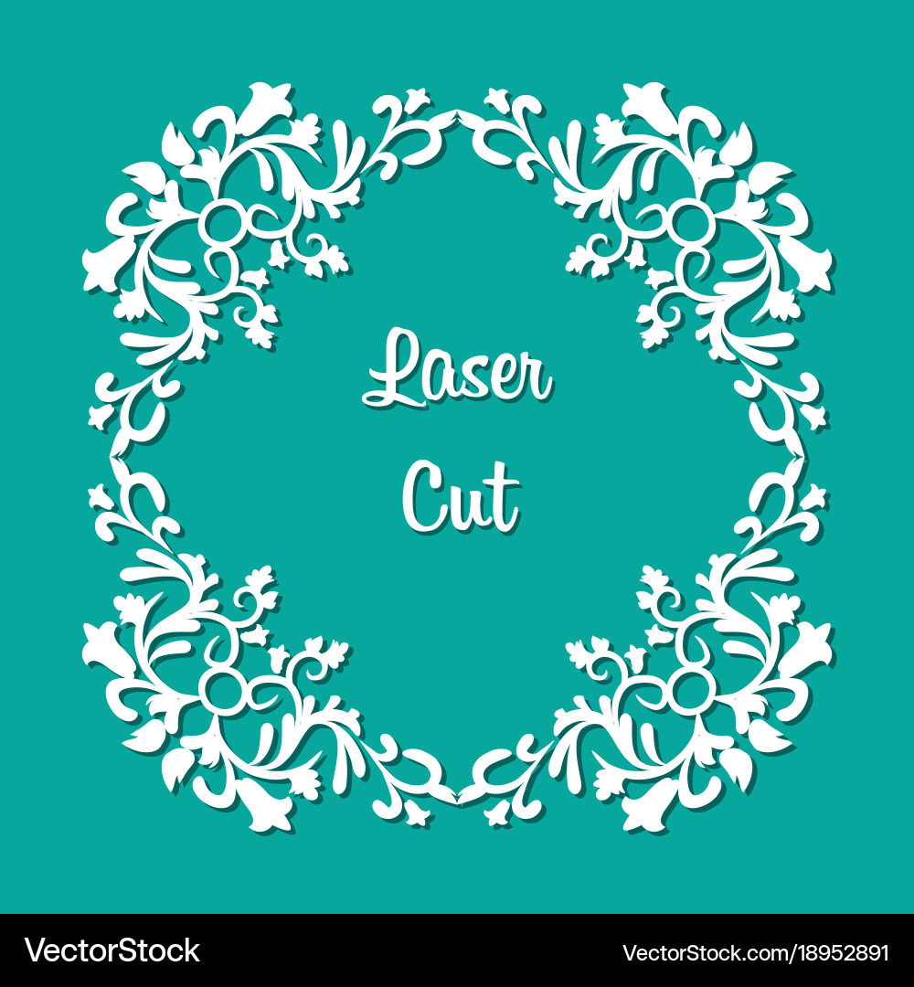 White square laser cut floral ornament Royalty Free Vector