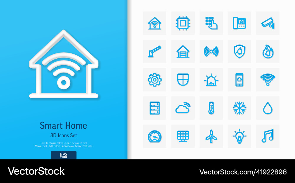 3d realistic style icons set with home Royalty Free Vector