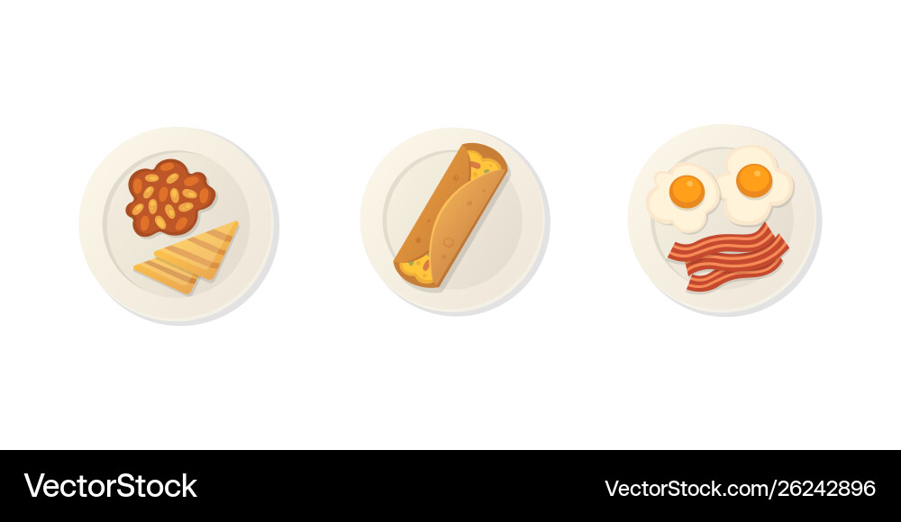 Breakfast fresh food top view meal Royalty Free Vector Image