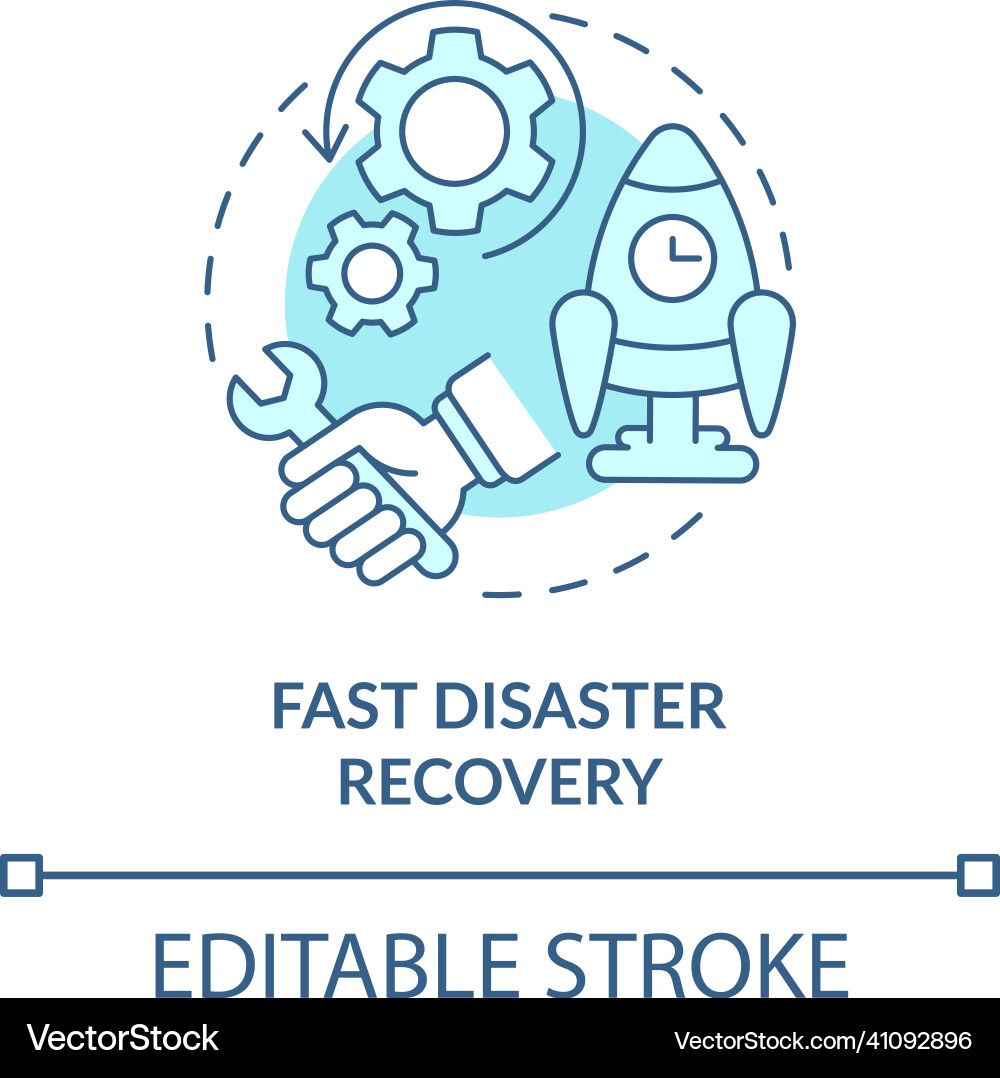 Fast disaster recovery turquoise concept icon Vector Image