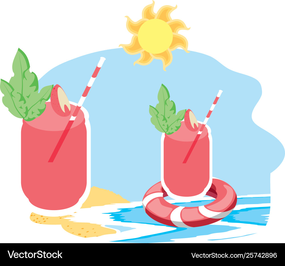 Float protection summer in beach with juices Vector Image