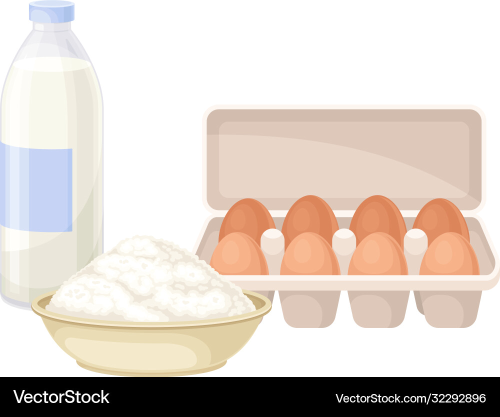 Flour in bowl and bottle milk as baking Royalty Free Vector