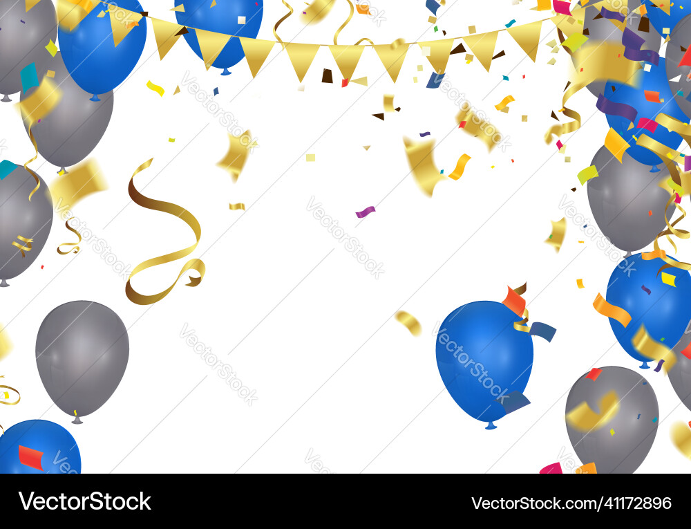 Flying festive balloons gray and dark blue Vector Image