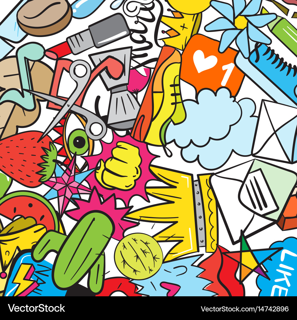 Graffiti pattern with urban lifestyle line icons Vector Image
