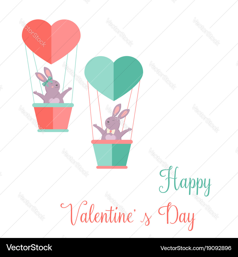 Holiday funny rabbits in balloons Royalty Free Vector Image