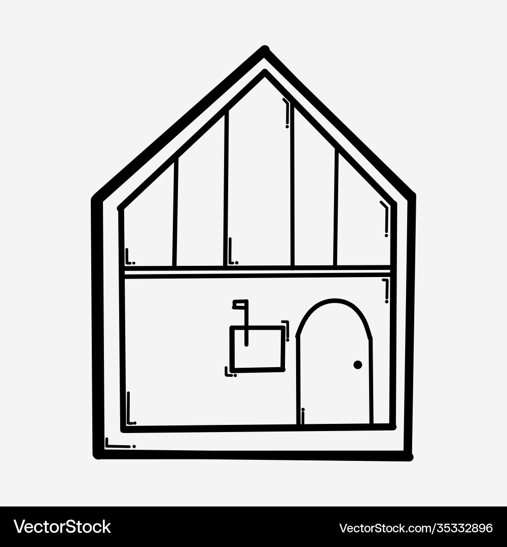 House building doodle icon drawing sketch hand Vector Image