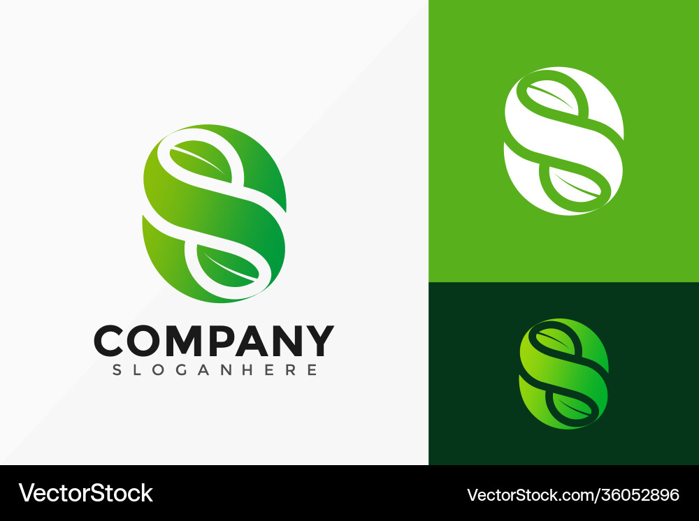 Letter s leaf logo design nature leaves modern Vector Image