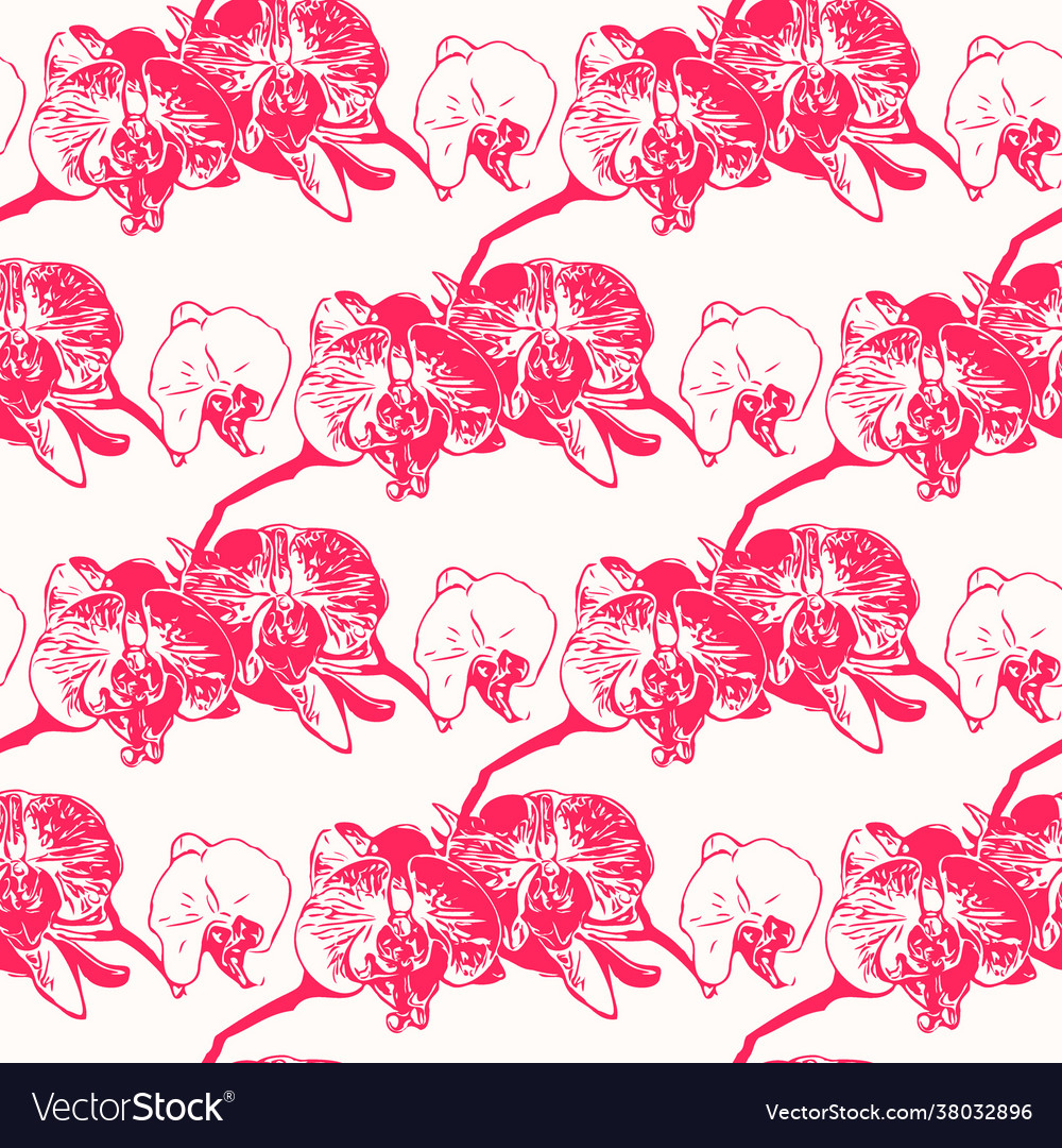 Seamless pattern with orchids Royalty Free Vector Image