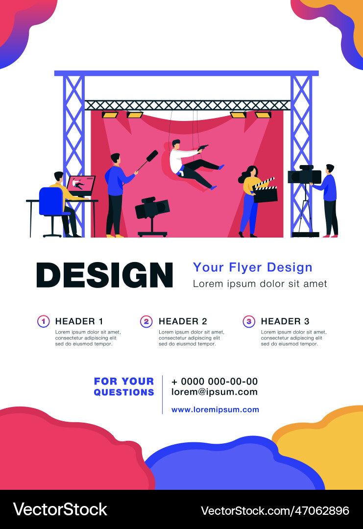 Shooting team filming action scene with stunt Vector Image