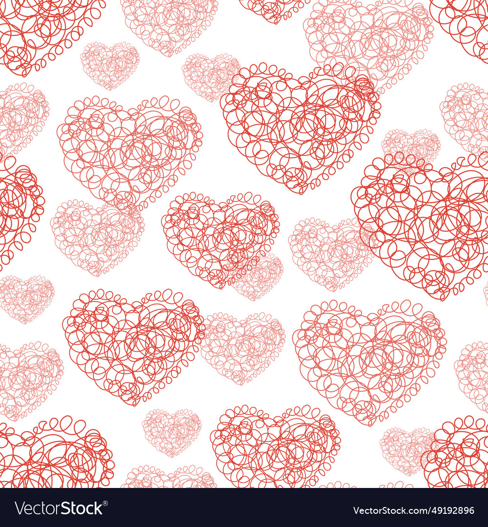 Simple scribble heart shape seamless pattern Vector Image