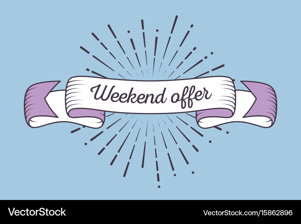 Trendy retro ribbon with text weekend offer Vector Image