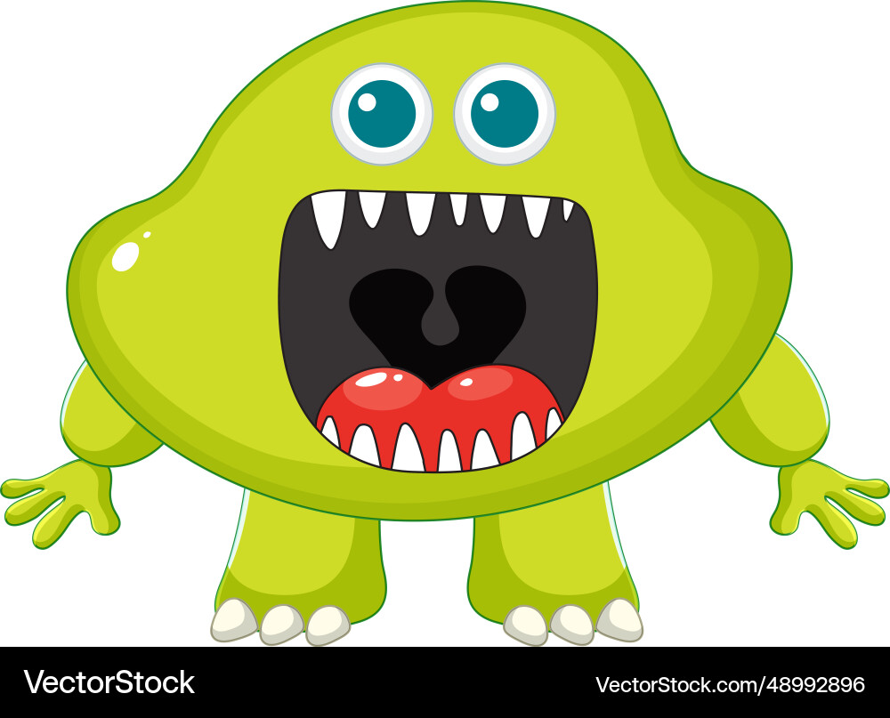 Wild open green monster cartoon character Vector Image