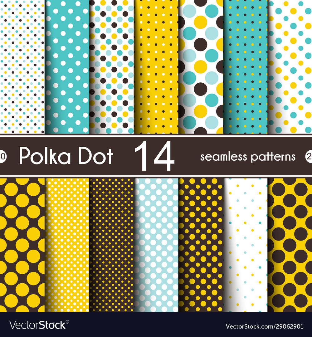 14 different round shape seamless patterns polka Vector Image