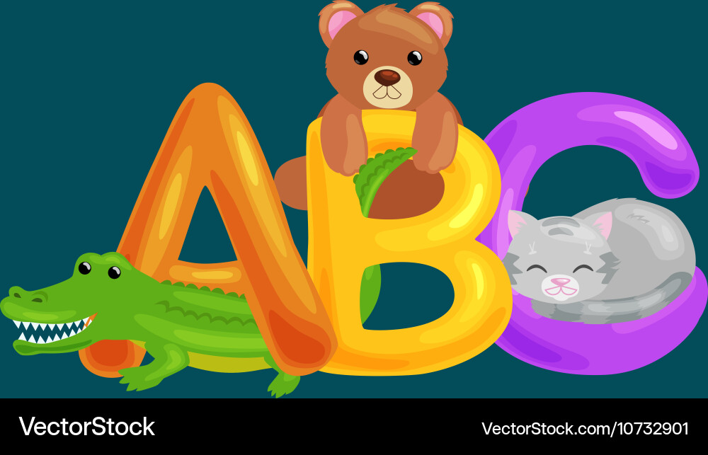 Abc animal letters for school or kindergarten Vector Image