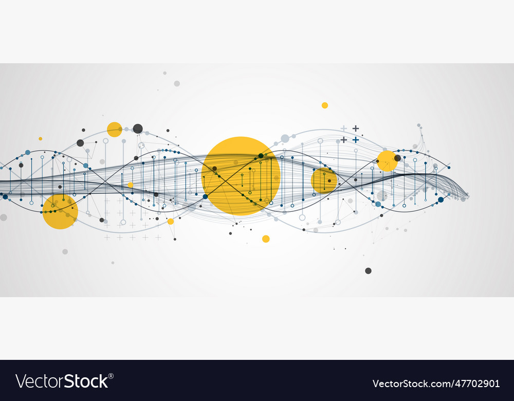 Abstract Dna Background With Plexus Effect Vector Image