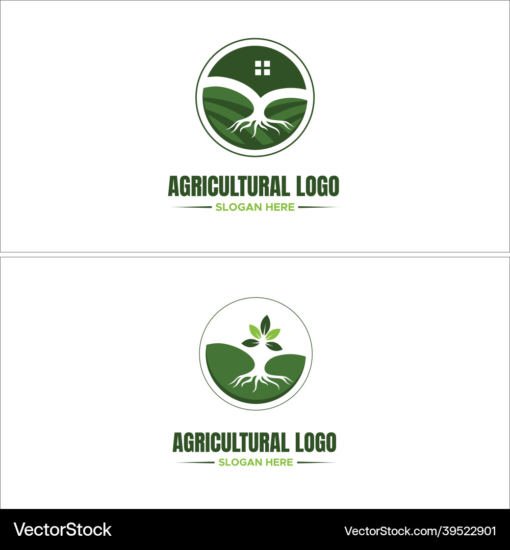 Agricultural leaf plant growing logo design Vector Image