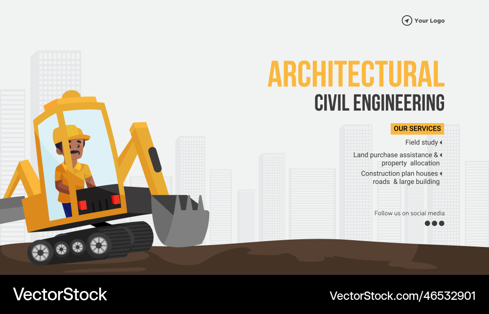 Architectural civil engineering landscape banner Vector Image
