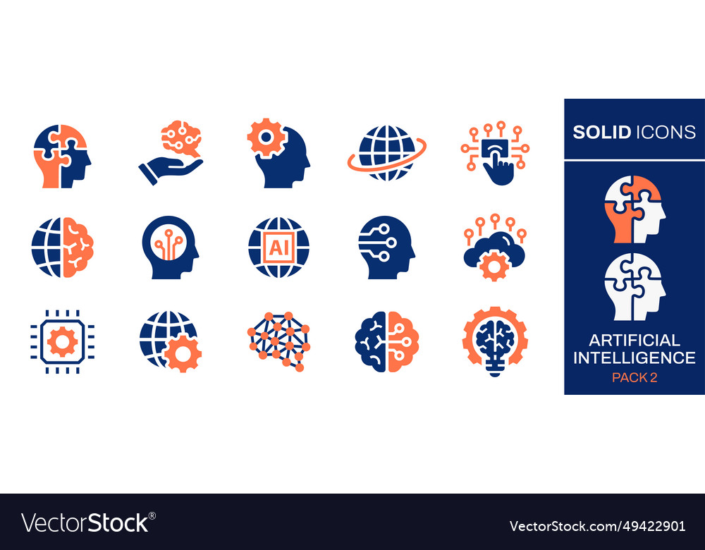 Artificial intelligence icon set collection Vector Image Artificial intelligence icon set collection Vector Image