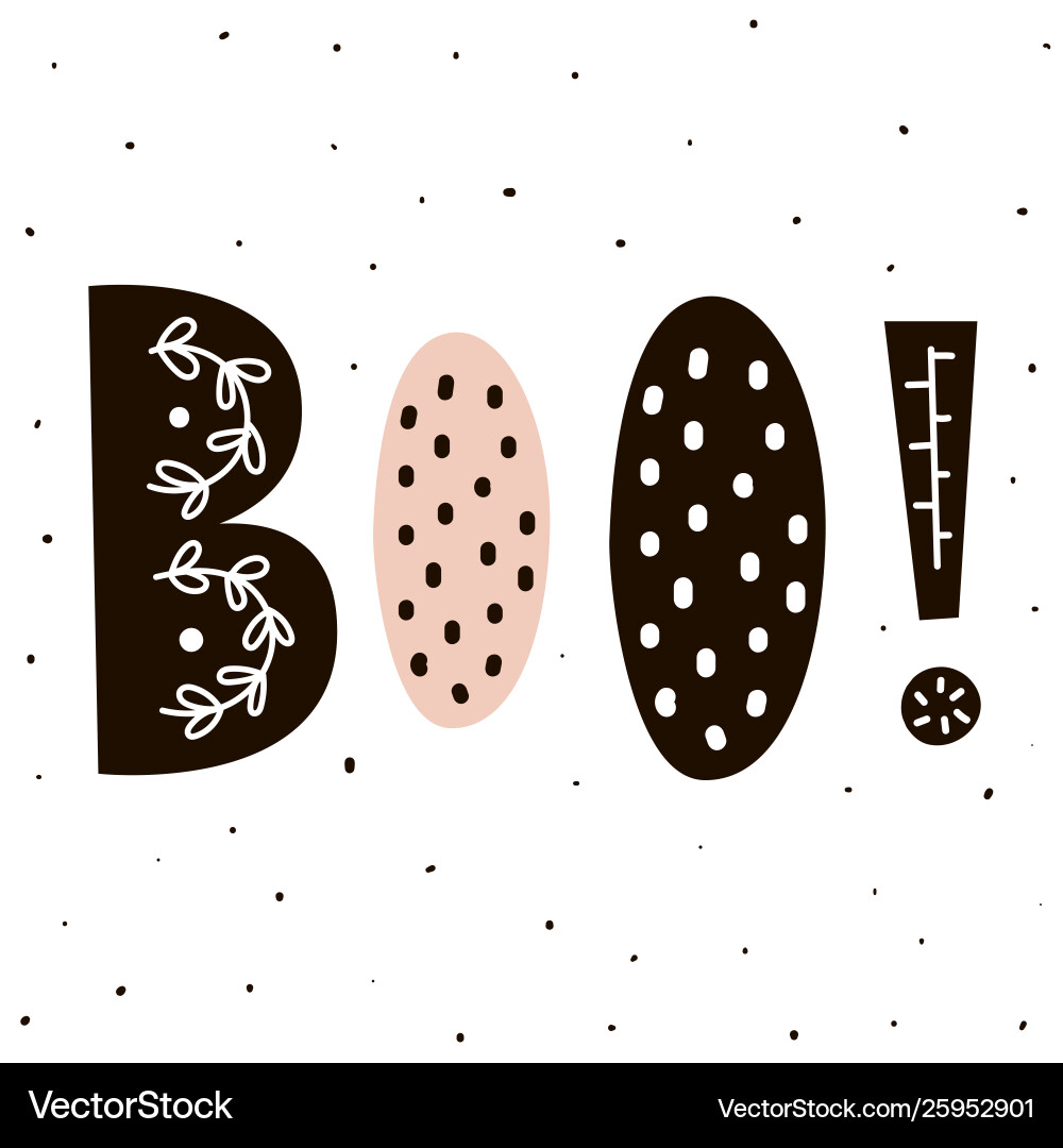 Boo lettering in scandinavian style Royalty Free Vector