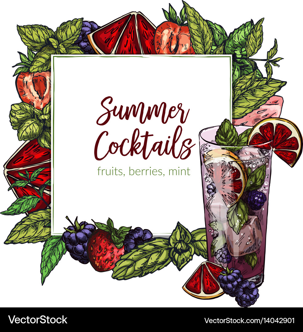 Colorful realistic frame of berries Royalty Free Vector