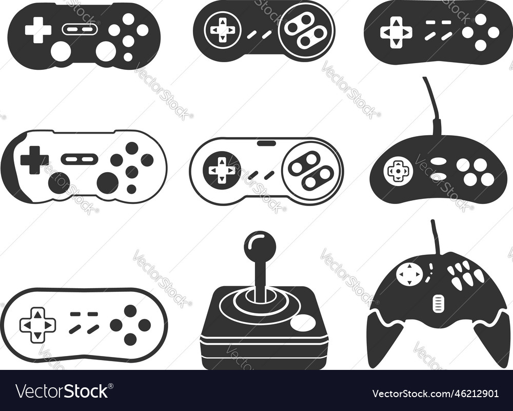 Game controller silhouettes old game controller Vector Image