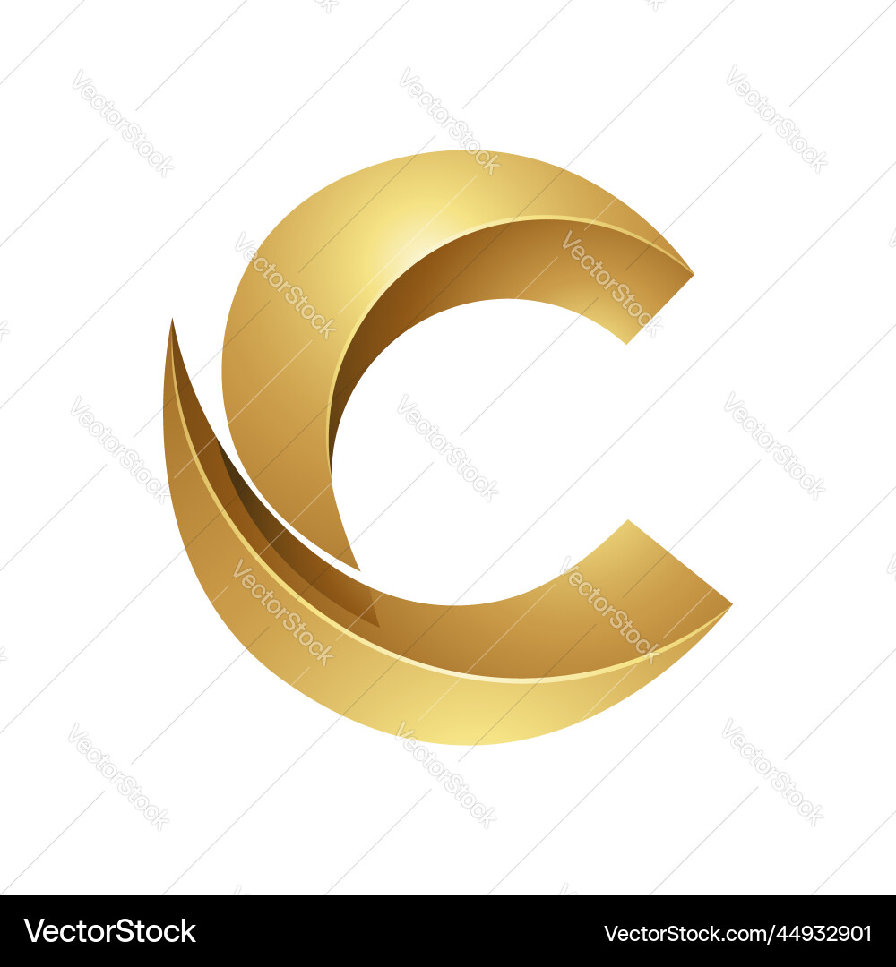 Golden 3d letter c resembling melon slices Vector Image