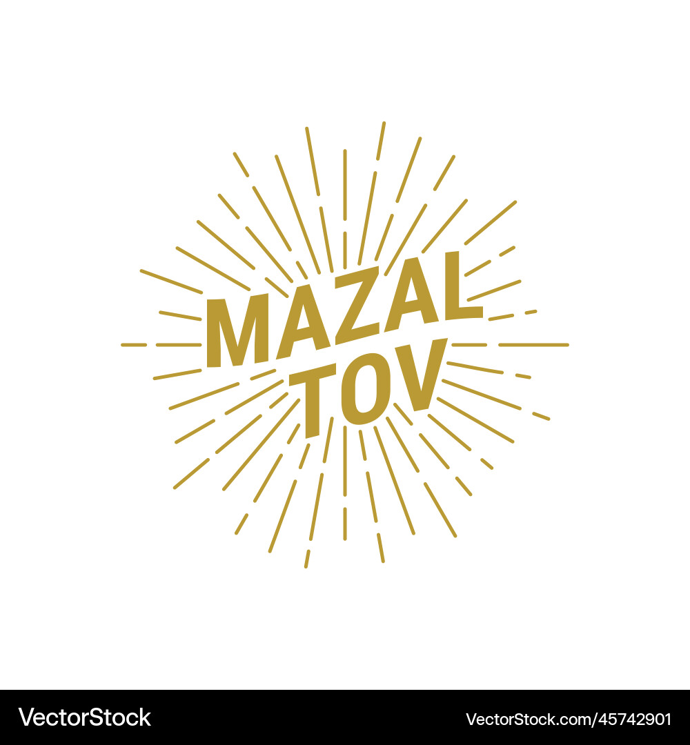 Golden mazal tov text on a white background Vector Image