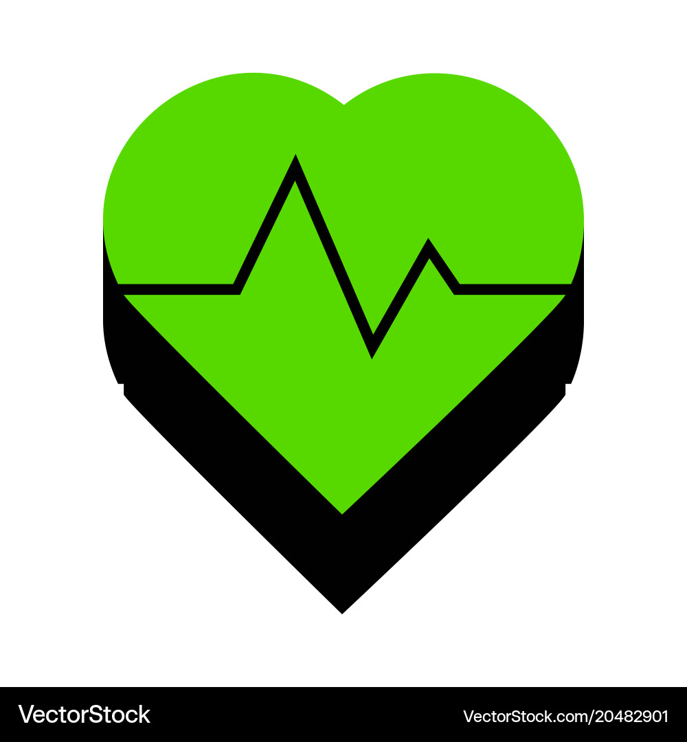 Heartbeat sign green 3d icon Royalty Free Vector Image