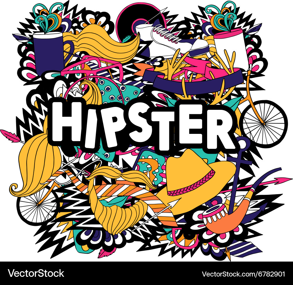 Hipster lifestyle symbols composition flat poster Vector Image