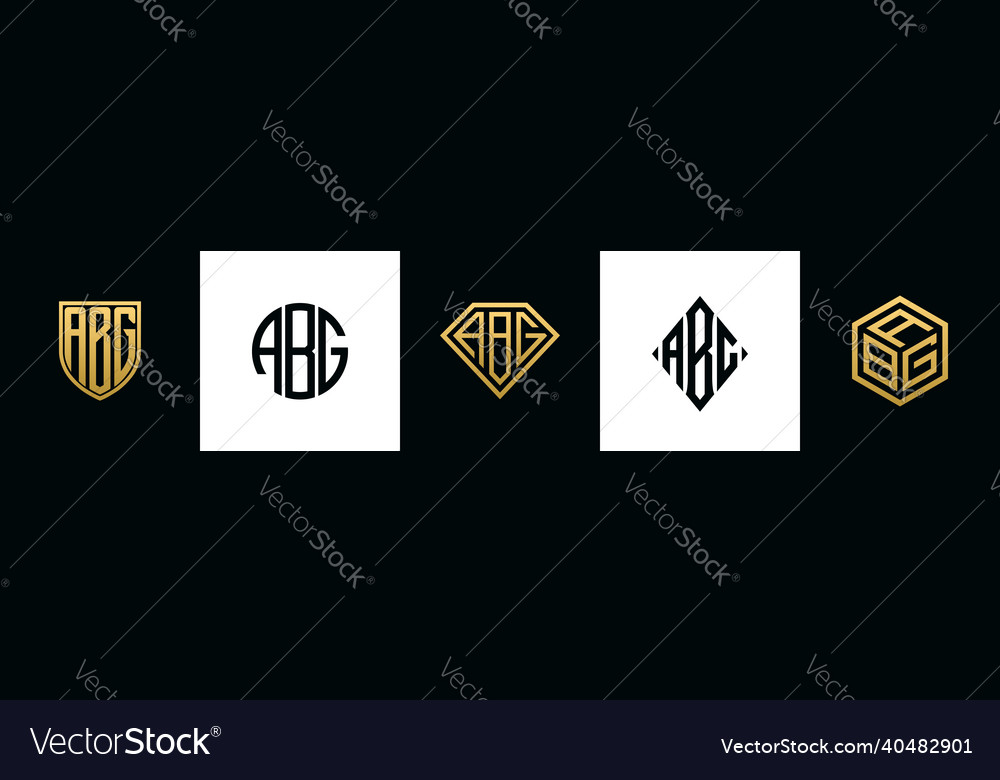 Initial letters abg logo designs bundle Royalty Free Vector