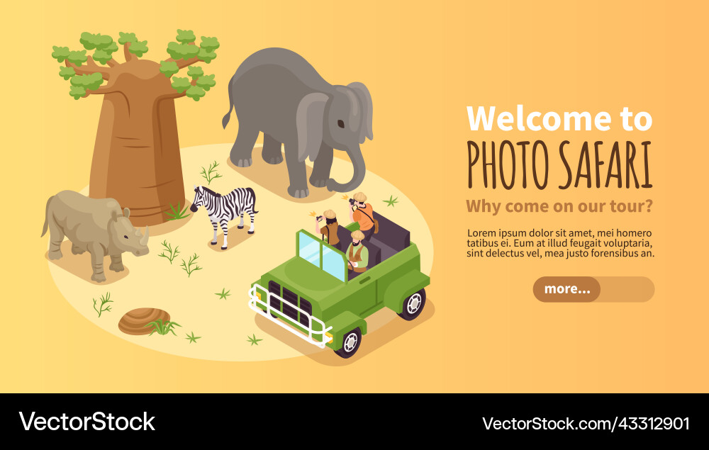 Isometric photo safari banner Royalty Free Vector Image