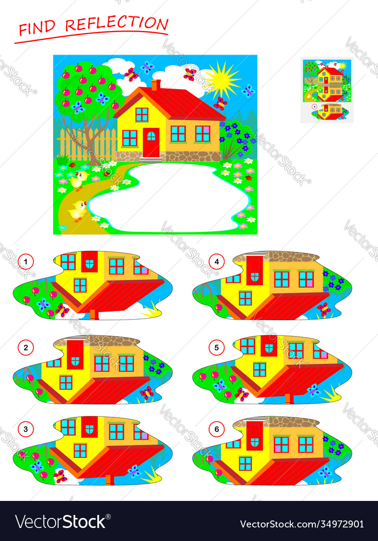 Logic puzzle game for kids need to find correct Vector Image