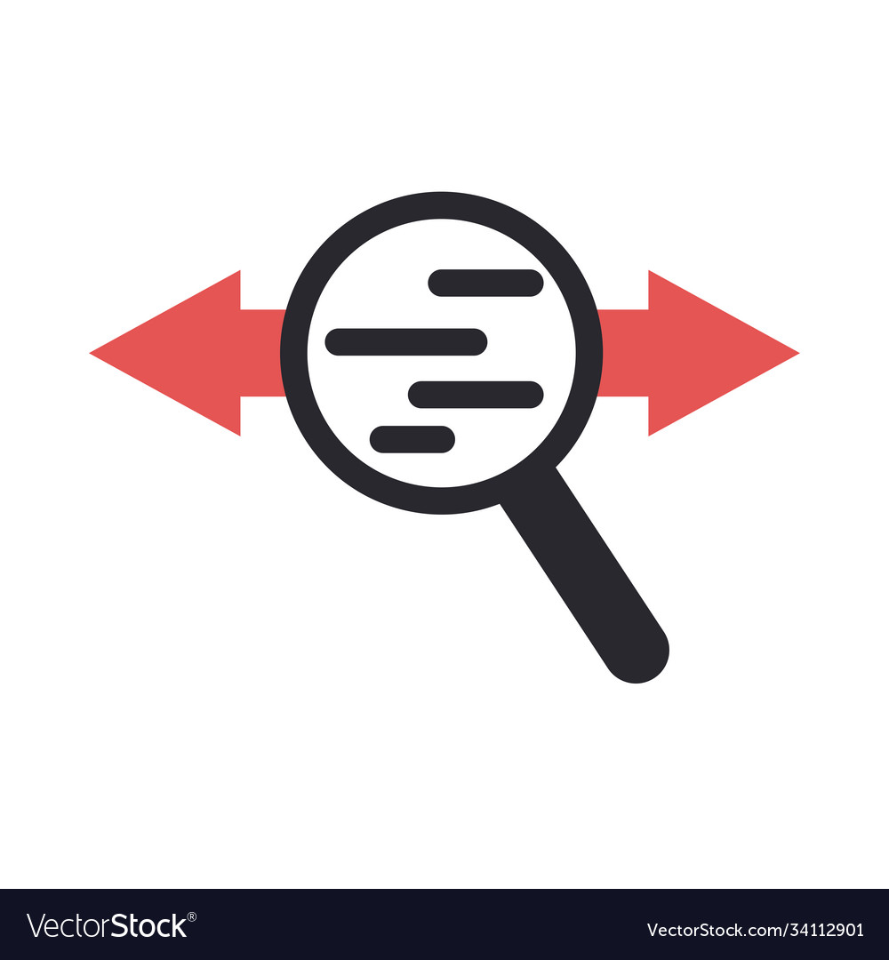 Lupe with arrows line and fill style icon Vector Image